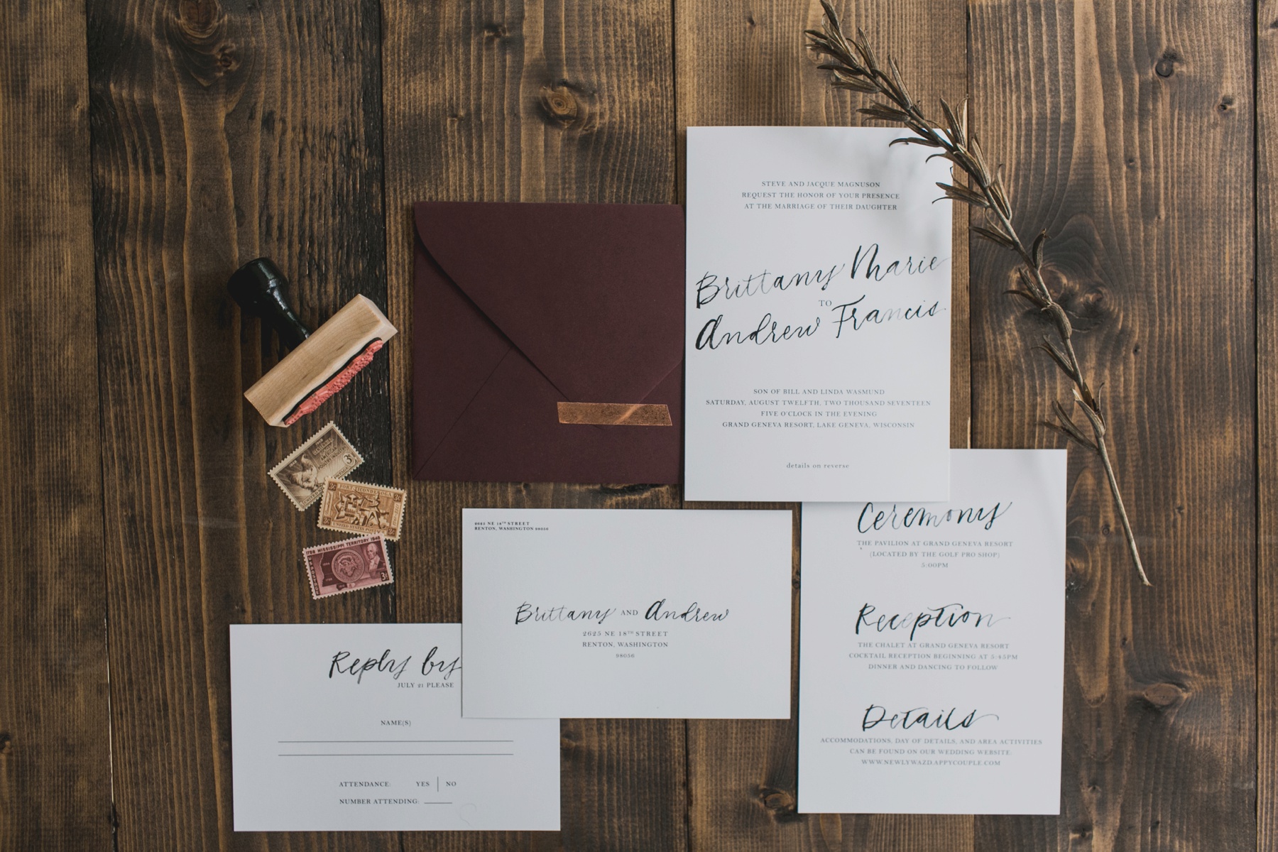 Modern Calligraphy Invitations
